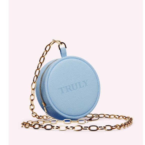 TRULY | Bags | Baby Blue Vegan Leather Circle Crossbody Bag | Poshmark